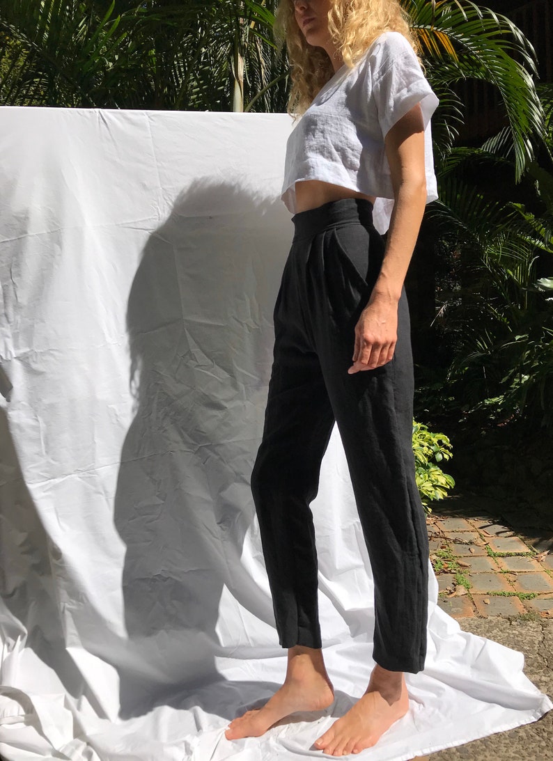 THE CIGGIES Linen Cigarette Pants Custom Fit Tapered - Etsy