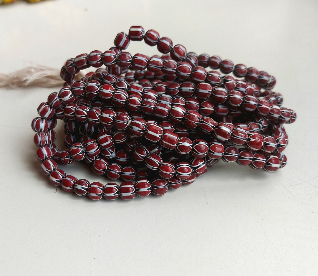 45 Small Indian Chevron Beads, Half of the Whole Strand, 8 Mm.diam. X 7 ...