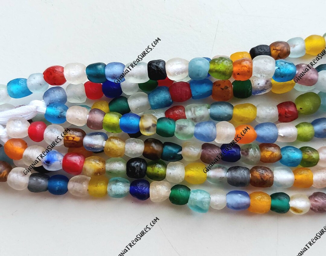 60-70 African Recycled Glass Beads, 6-7 X 6-7 Mm, Strand 16 Inches, Assorted Colors - Etsy Sweden