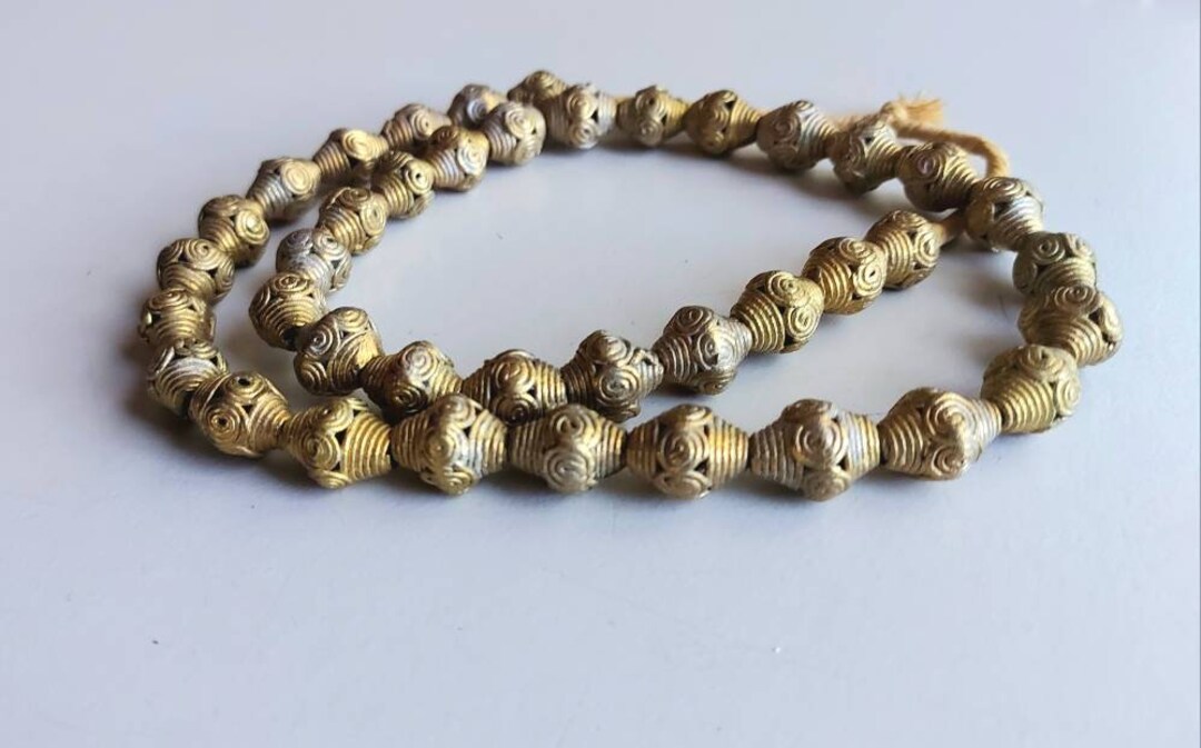 36 African Oval Beads, Small Brass Hand Cast Beads, 14-15 X 11-12 Mm ...