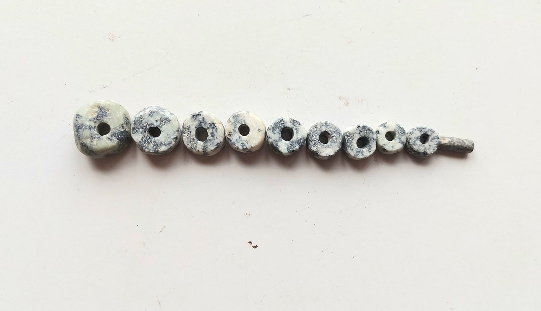 9 Round Ancient Granite Stone Beads From Mali, Graduated Strand, 11 to ...