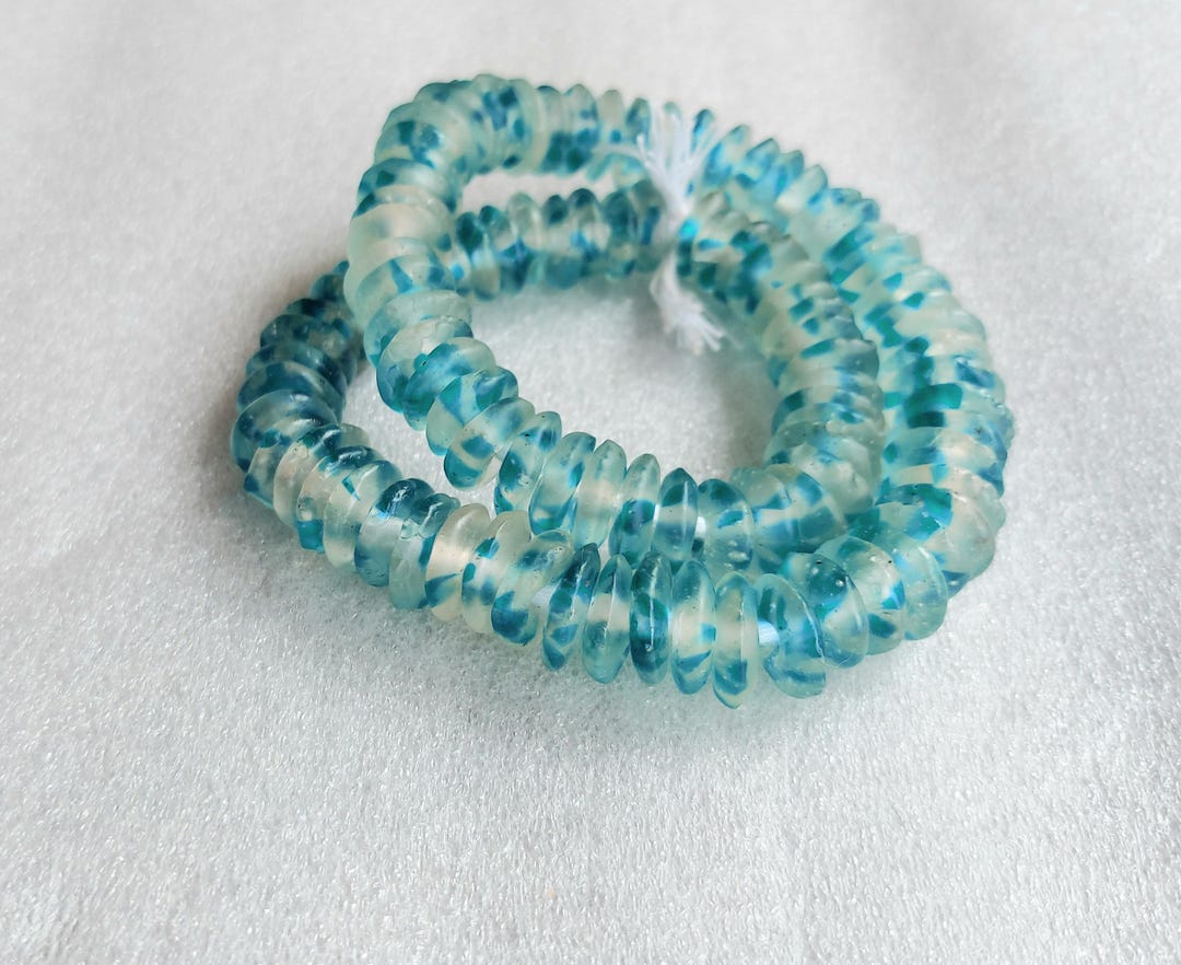 100 African Recycled Clear Glass Spacer Beads, 16 Inches String - Etsy