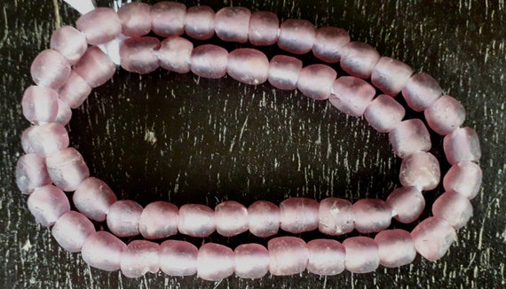 60 beads 6-7 x 6-7 mm African recycled glass beads tiny, dark amber ...