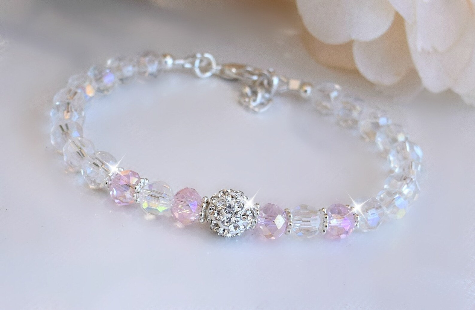 Crystal Bracelet Pink Girls Accessories | Etsy