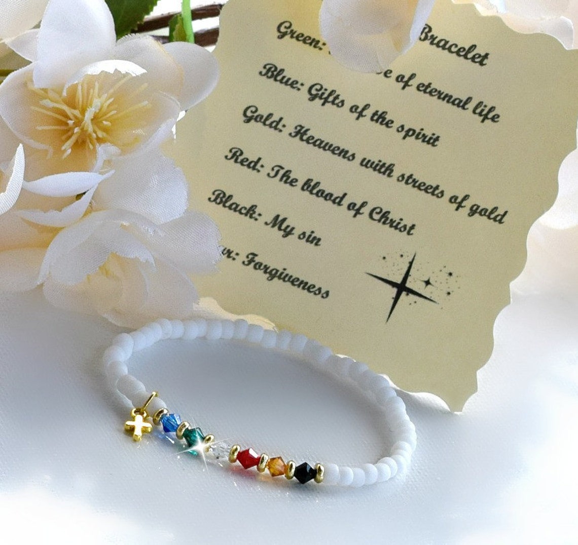Salvation Bracelet/stretchable White Matte Beads/swarovksi - Etsy