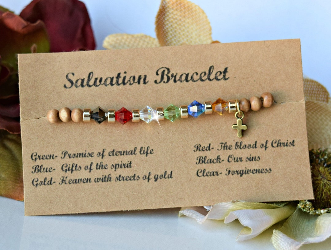 Crystals W/wood Beads Salvation Bracelet/christian - Etsy