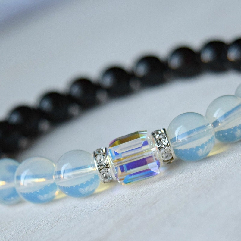 Onyx and Opalite Rings - Etsy
