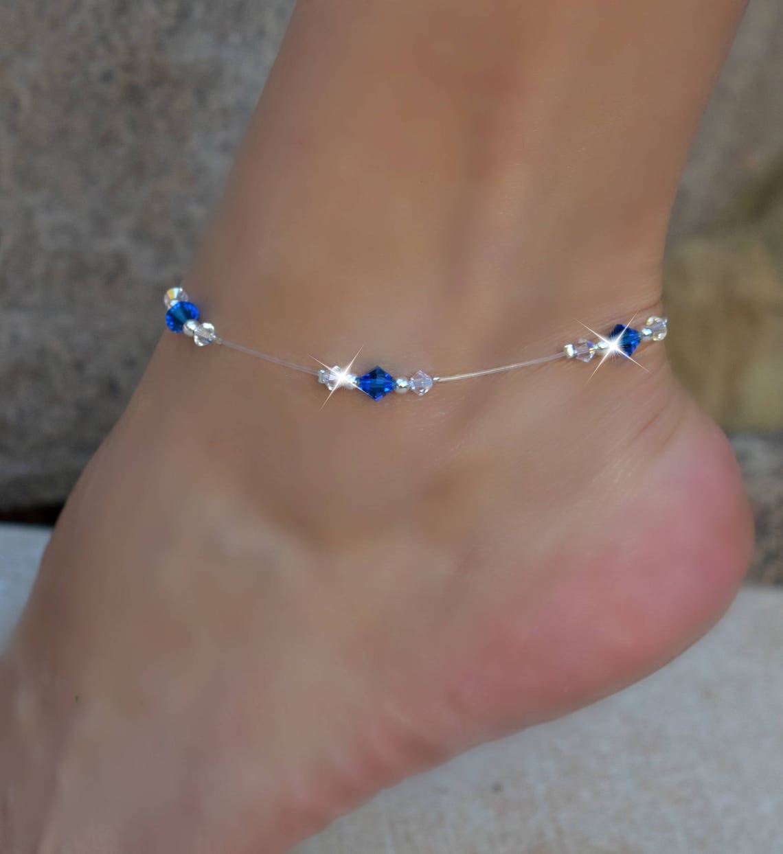 Crystal Stretch Anklet/beach Wedding/bridal Jewelry/beach - Etsy