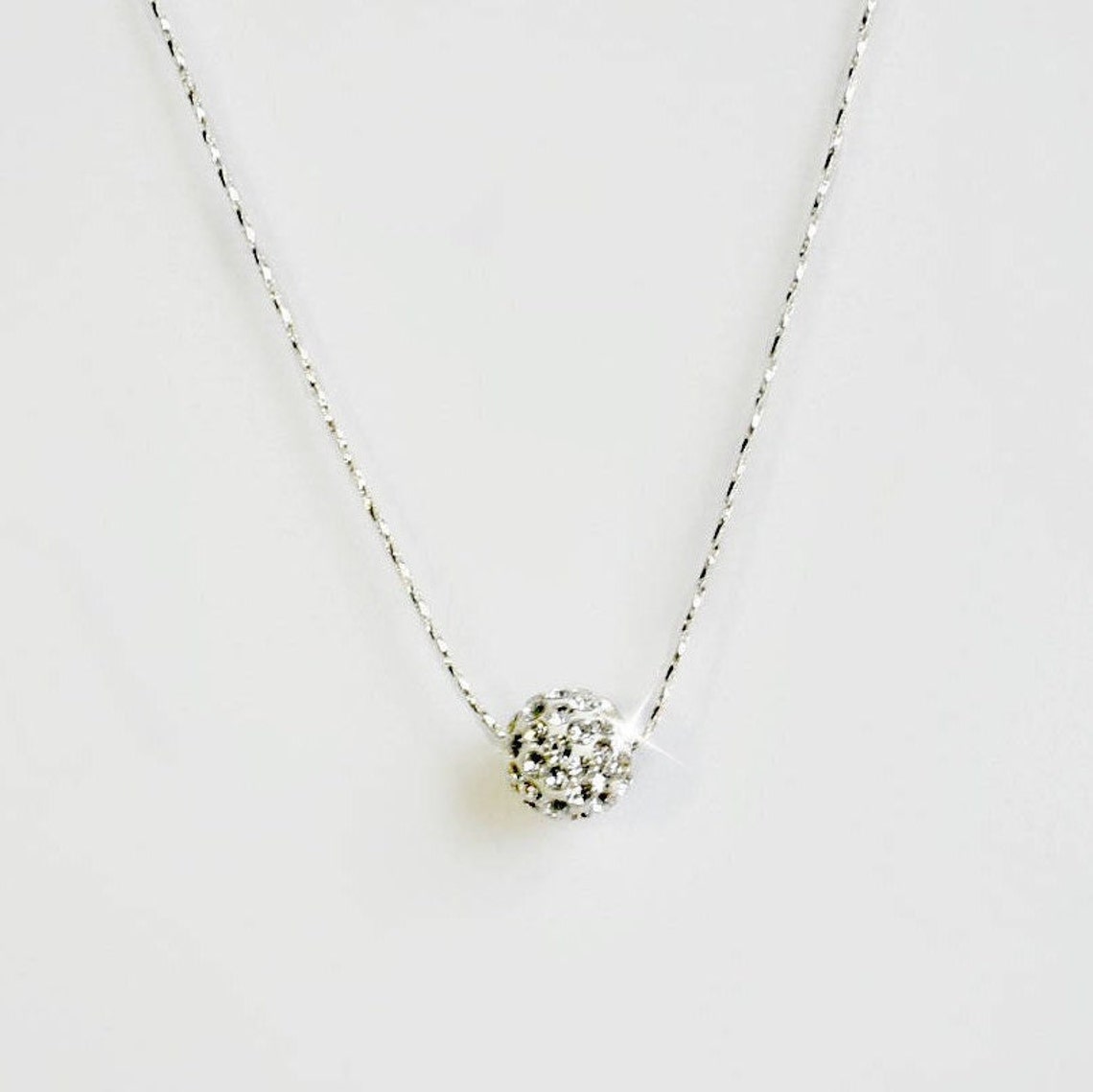 Crystal Pave Ball Necklace/crystal Rhinestones - Etsy