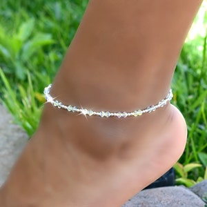 Swarovski Crystal Anklet Stretch Anklet by Heart of Gems European Crystal Ankle Bracelets Wedding Anklet Gifts for Her Etsy