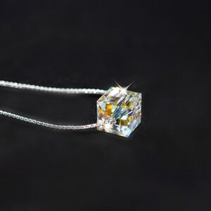 Crystal Cube Necklace for Women/ Wedding/bridal/silver/bridesmaids/ Healing Crystals/ European ...