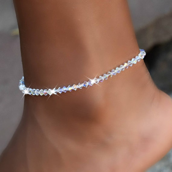 Swarovski Crystal Stretch Anklet Sparkle with Style Brautschmuck Geschenke fur Sie Etsy