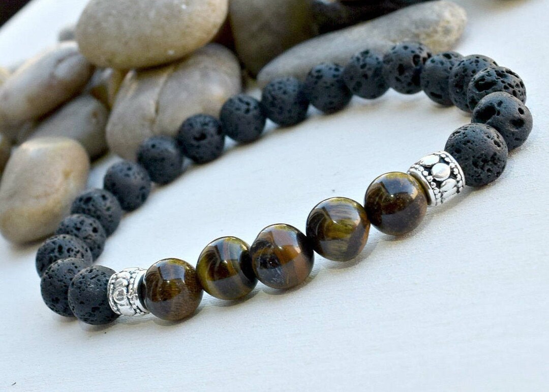 Mens Lava and Tiger Eye Diffuser Bracelet/healing/gemstones/essential ...