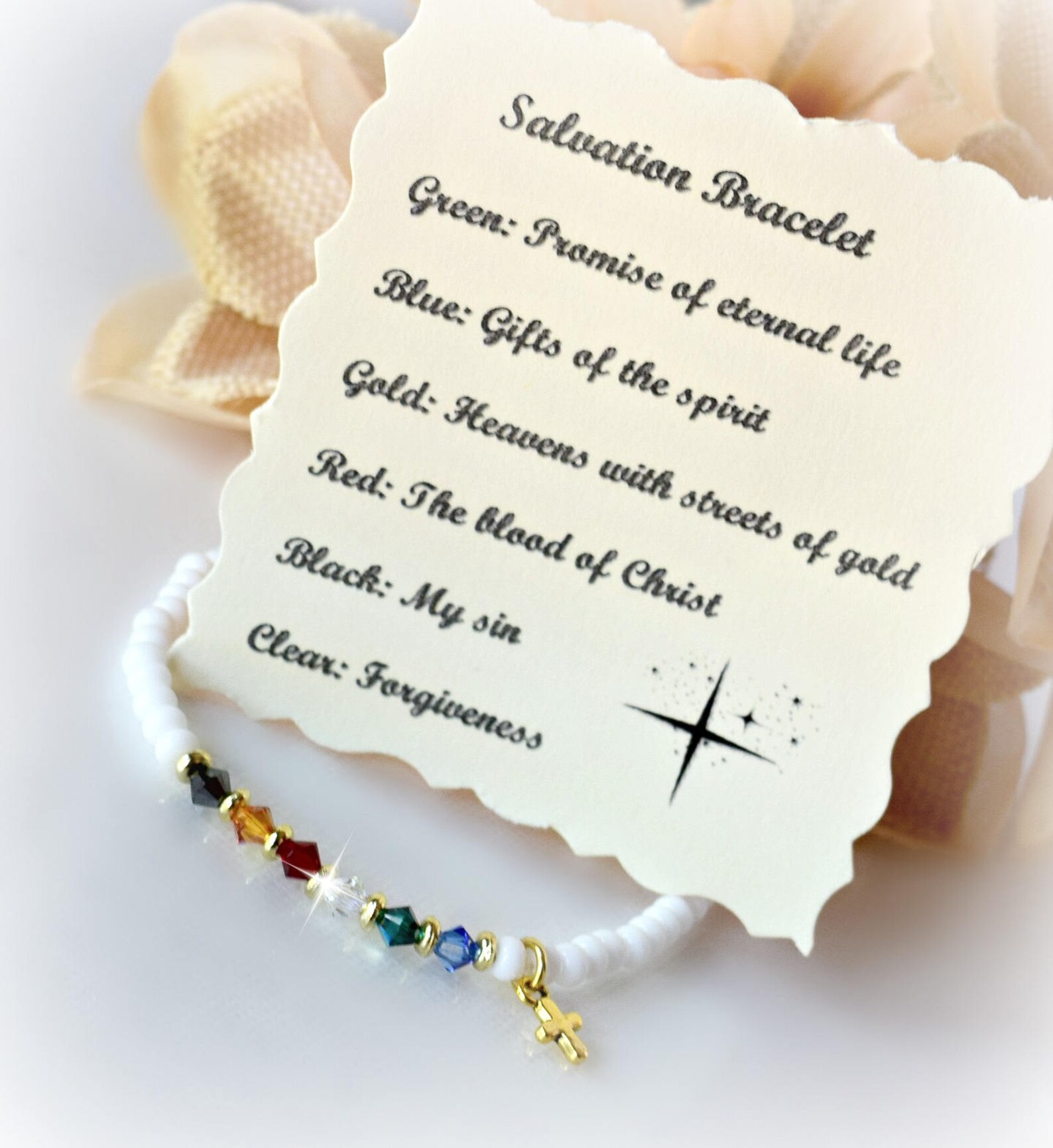Salvation Bracelet/stretchable White Matte Beads/swarovksi - Etsy