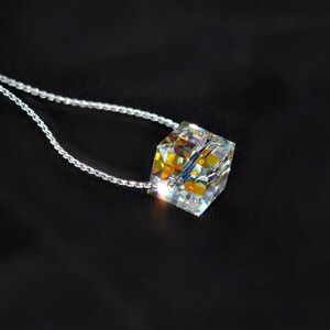 Crystal Cube Necklace for Women/ Wedding/bridal/silver/bridesmaids/ Healing Crystals/ European ...