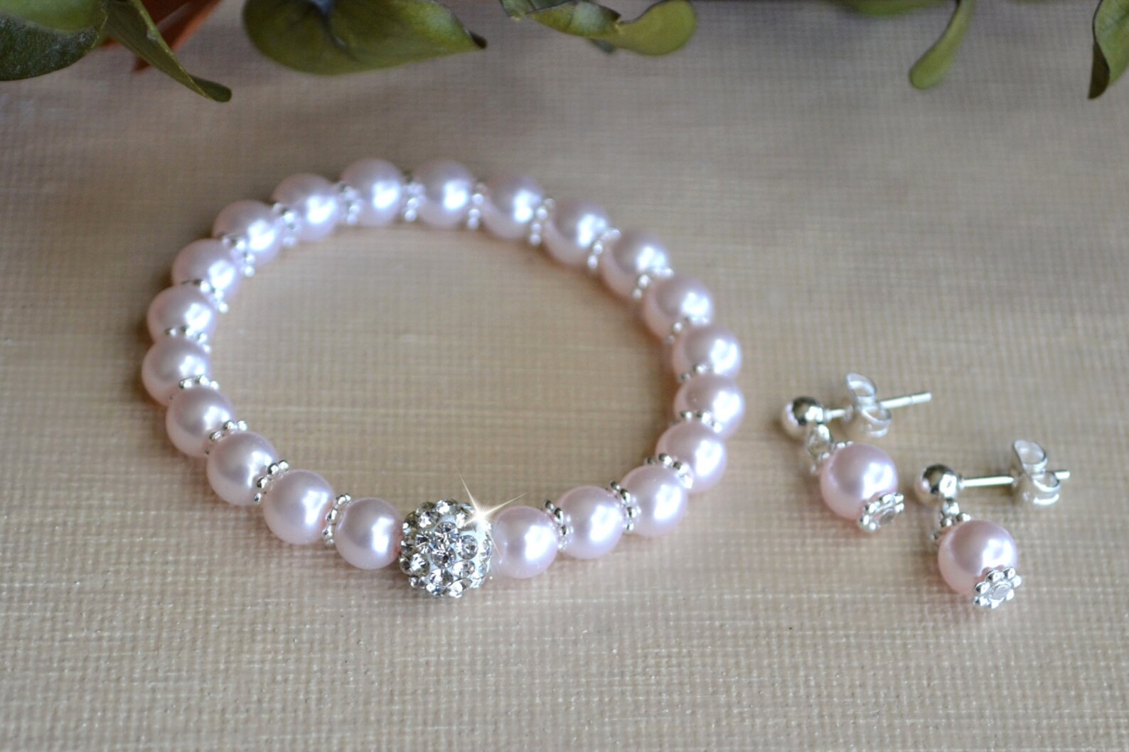 Pearl Crystal Bracelet and Earring - Etsy