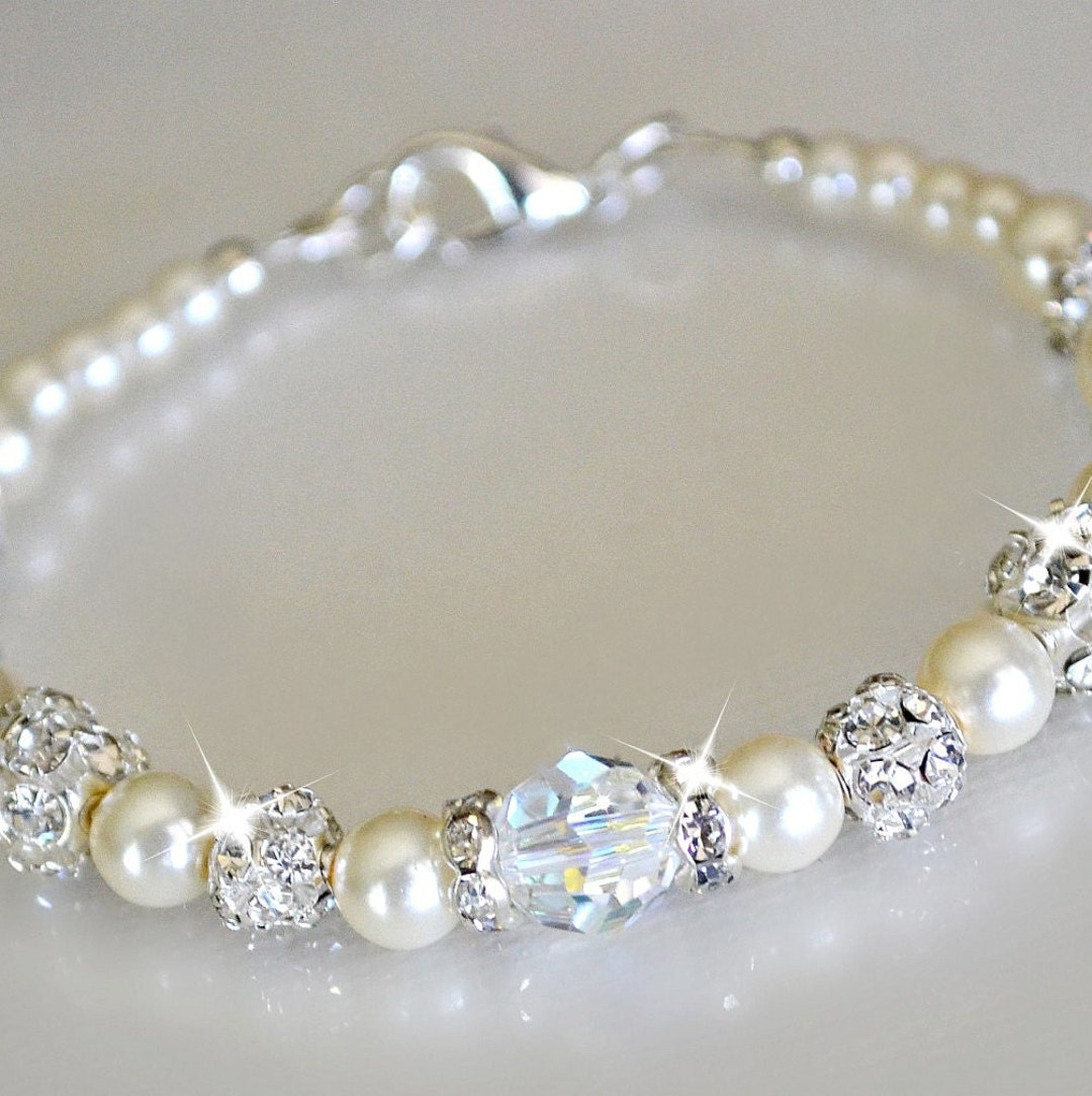 European Crystal and Pearl Bracelet - Etsy