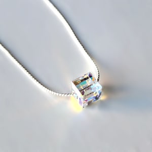 Crystal Cube Necklace for Women/ Wedding/bridal/silver/bridesmaids/ Healing Crystals/ European ...