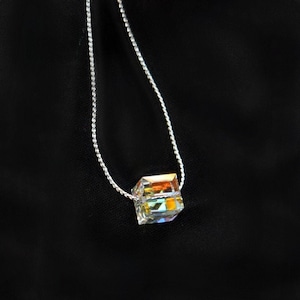 Crystal Cube Necklace for Women/ Wedding/bridal/silver/bridesmaids/ Healing Crystals/ European ...