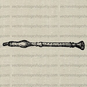 FLUTE SVG File, Flageolet, Vintage Style Vector Illustration, Printable ...