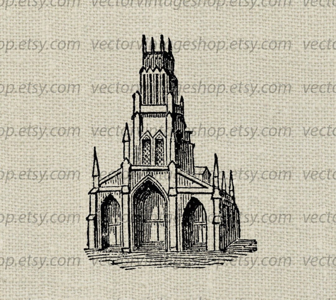 CHURCH SVG File, Vintage Style Vector Graphic, Commercial Use, Medieval ...
