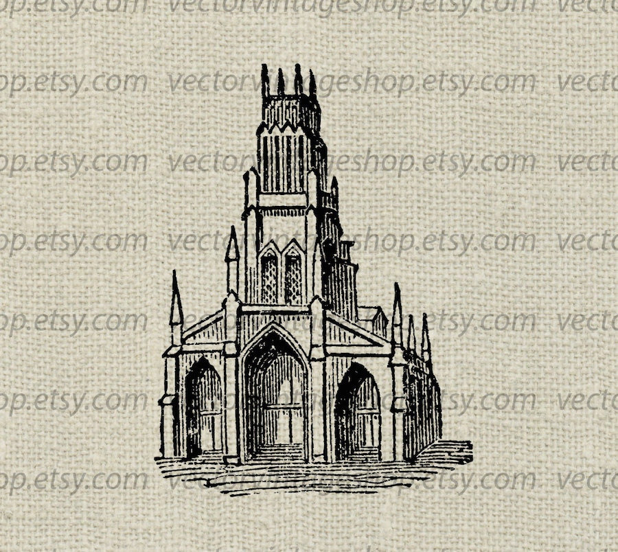 CHURCH SVG File, Vintage Style Vector Graphic, Commercial Use, Medieval ...