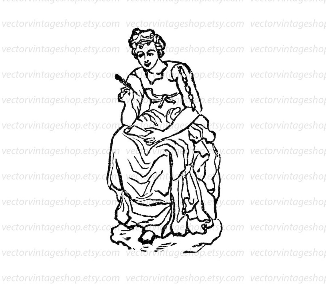 GREEK MUSE SVG File, Calliope, Poetry Muse, Vintage Style Vector ...