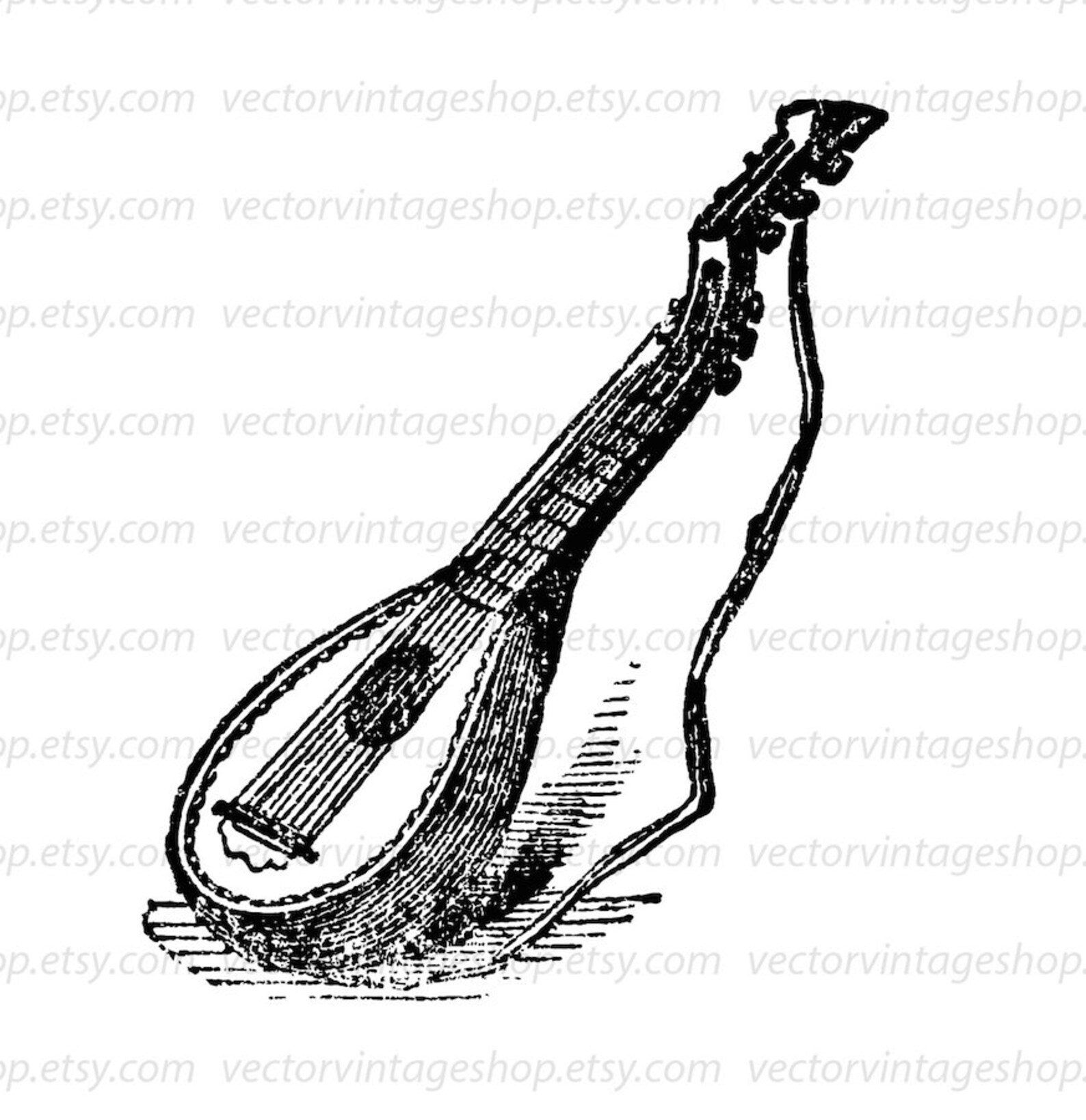Vintage Lute Illustration: String Musical Instrument SVG (printable ...