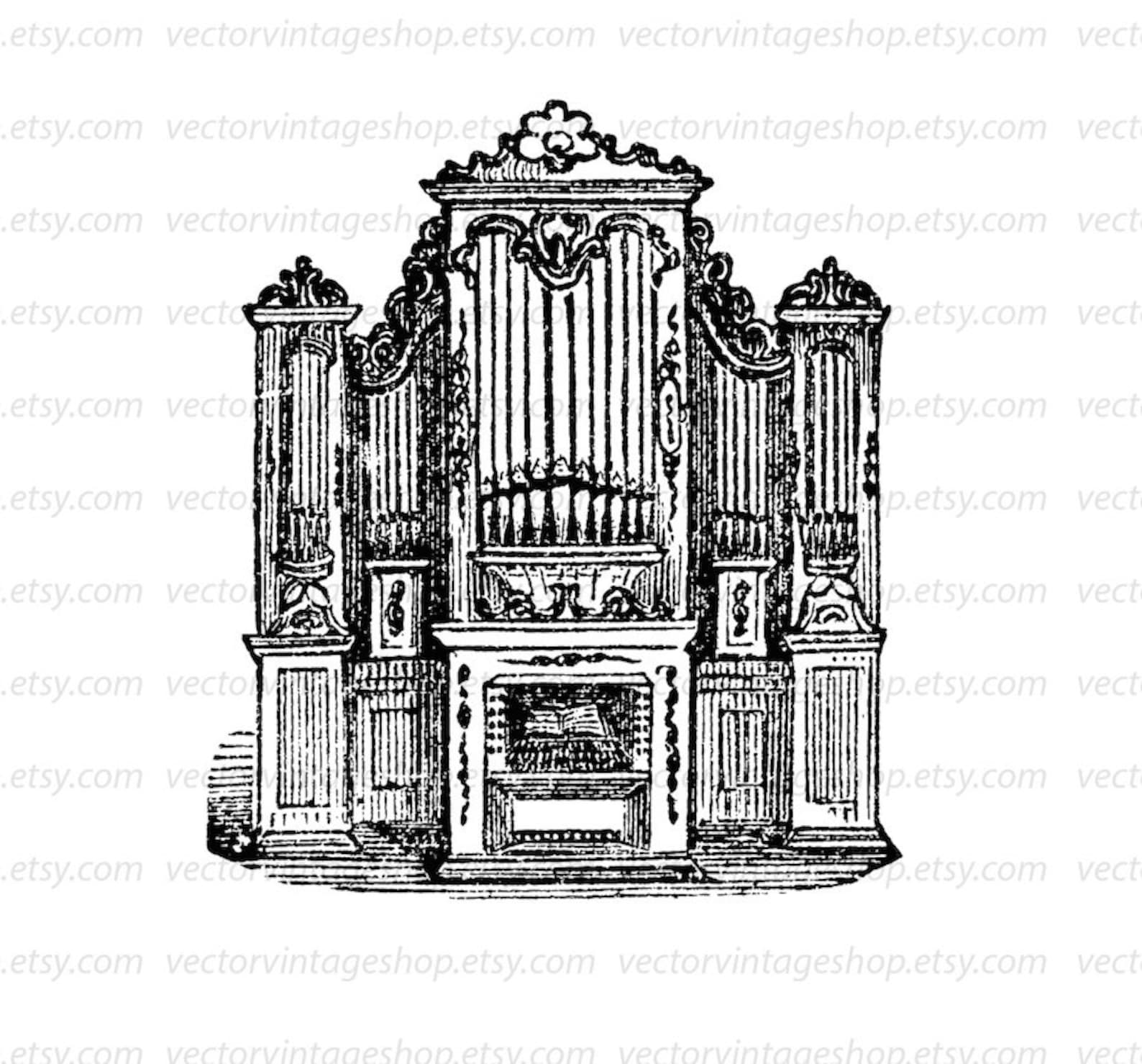 CHURCH ORGAN SVG File, Vintage Vector Illustration, Printable Download ...