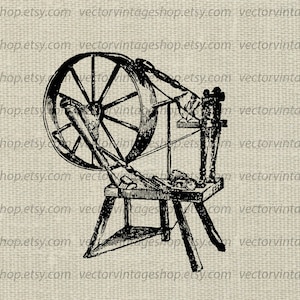 SPINNING WHEEL SVG File, Vector Graphic Clipart, Crafting Logo, Vintage ...