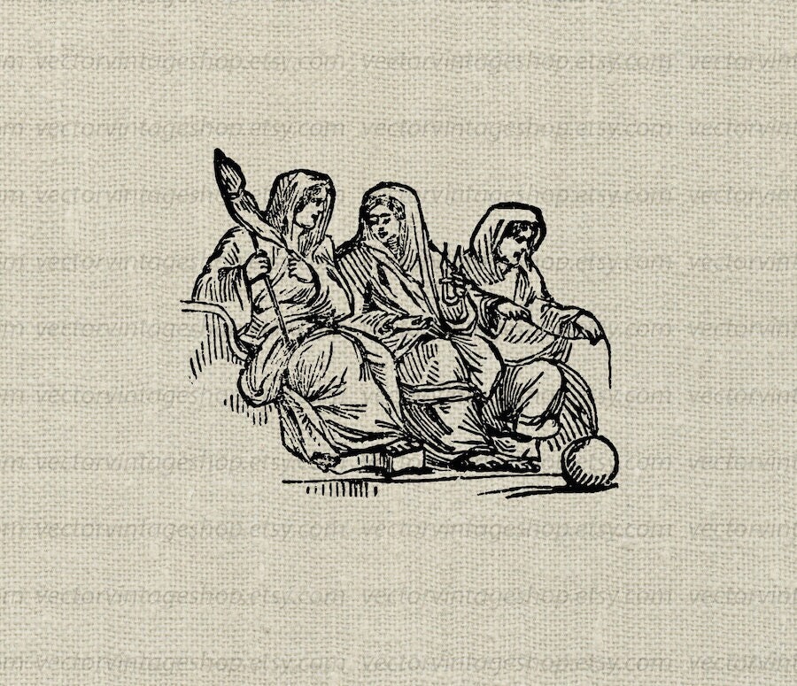 GREEK FATES SVG File, Three Fates, Vintage Vector Graphic, Veiled Women ...