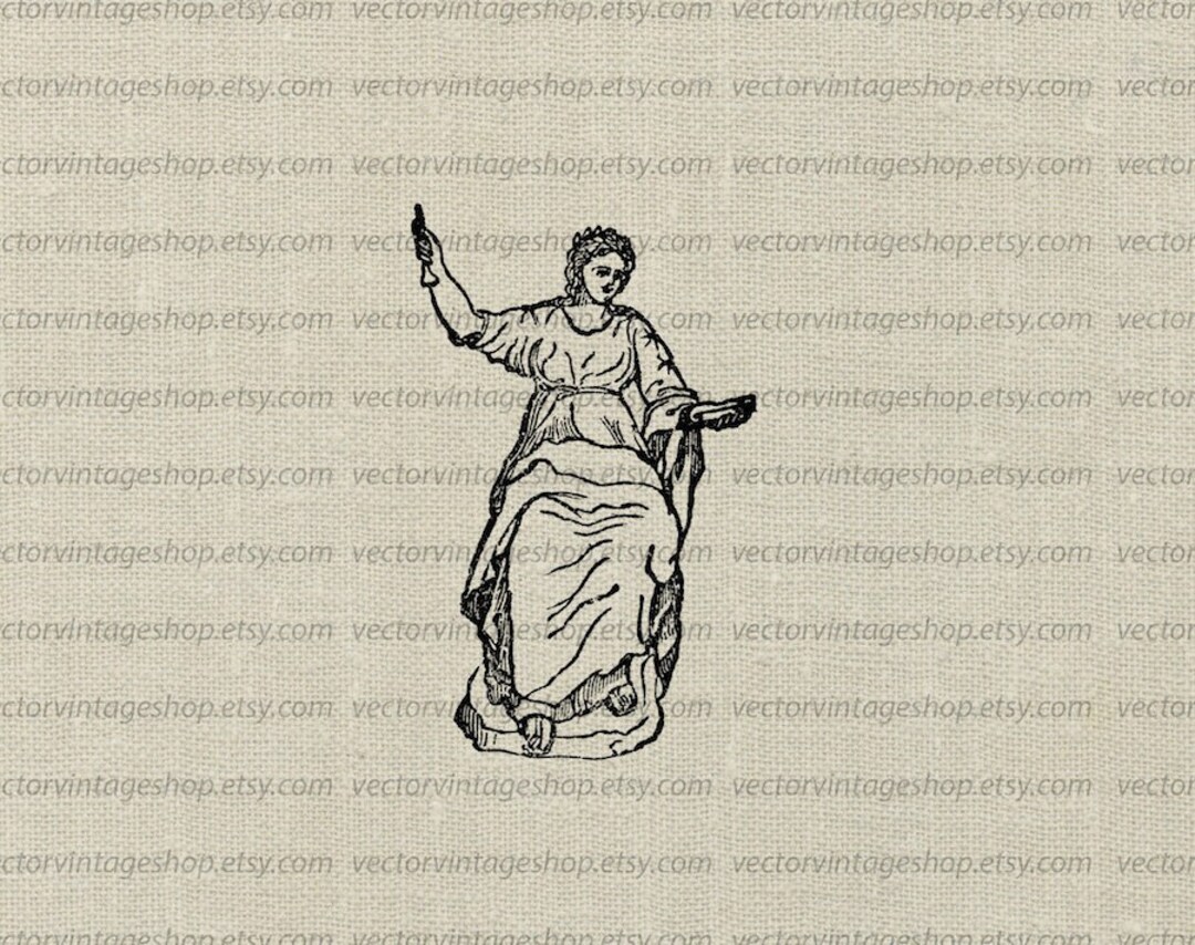 MUSE CLIO SVG File, Vintage Style Vector Illustration, Ancient Greek ...