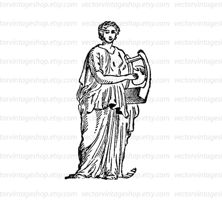 ERATO MUSE SVG File, Vintage Style Vector Illustration, Ancient Greek ...