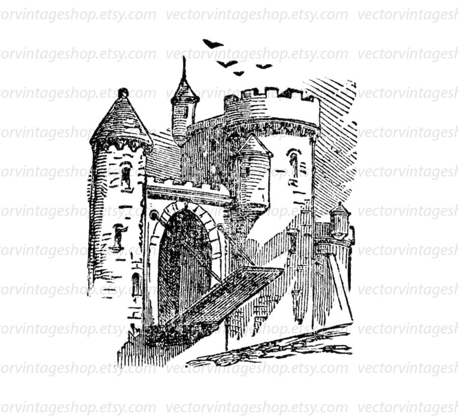 CASTLE DRAWBRIDGE SVG File, Fairy Tale Princess Decor, Vintage ...