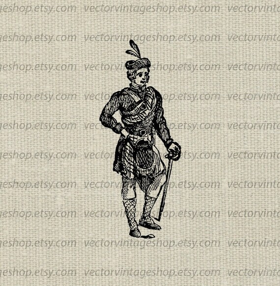 SCOTS KILT SVG File Vintage Style Vector Illustration | Etsy