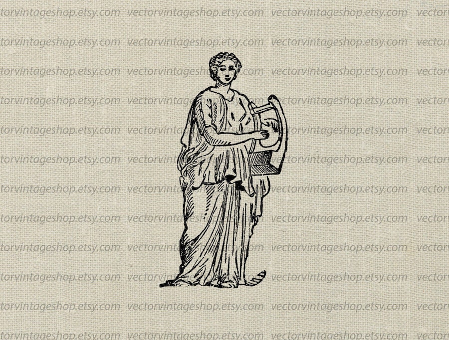 ERATO MUSE SVG File, Vintage Style Vector Illustration, Ancient Greek ...
