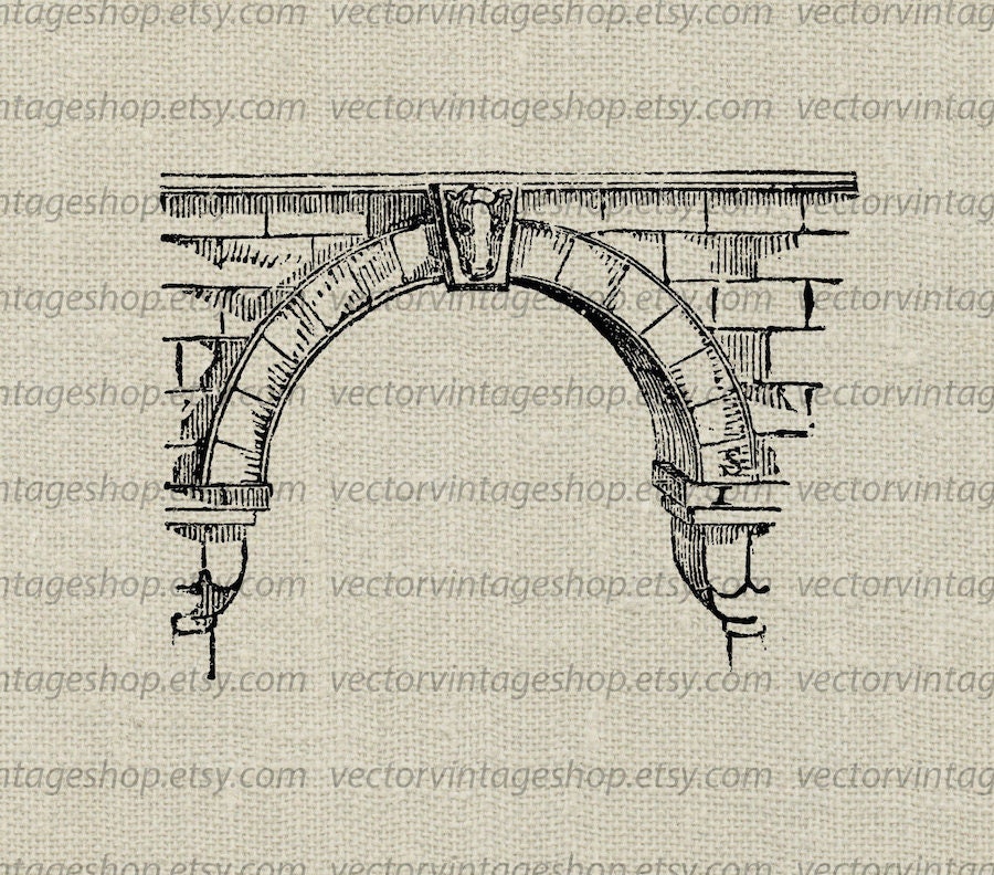 BRICK ARCHWAY SVG, Vintage Vector Illustration, Architecture Digital ...
