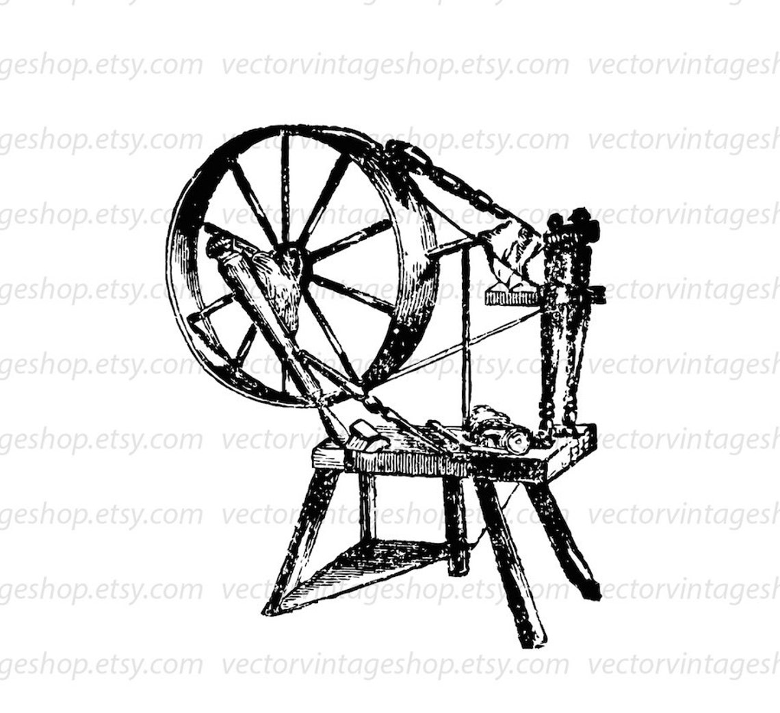 SPINNING WHEEL SVG File, Vector Graphic Clipart, Crafting Logo, Vintage ...