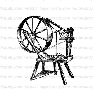 SPINNING WHEEL SVG File, Vector Graphic Clipart, Crafting Logo, Vintage ...