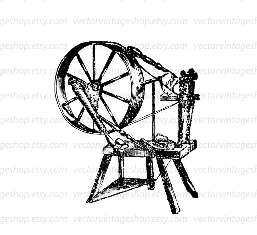 SPINNING WHEEL SVG File, Vector Graphic Clipart, Crafting Logo, Vintage ...