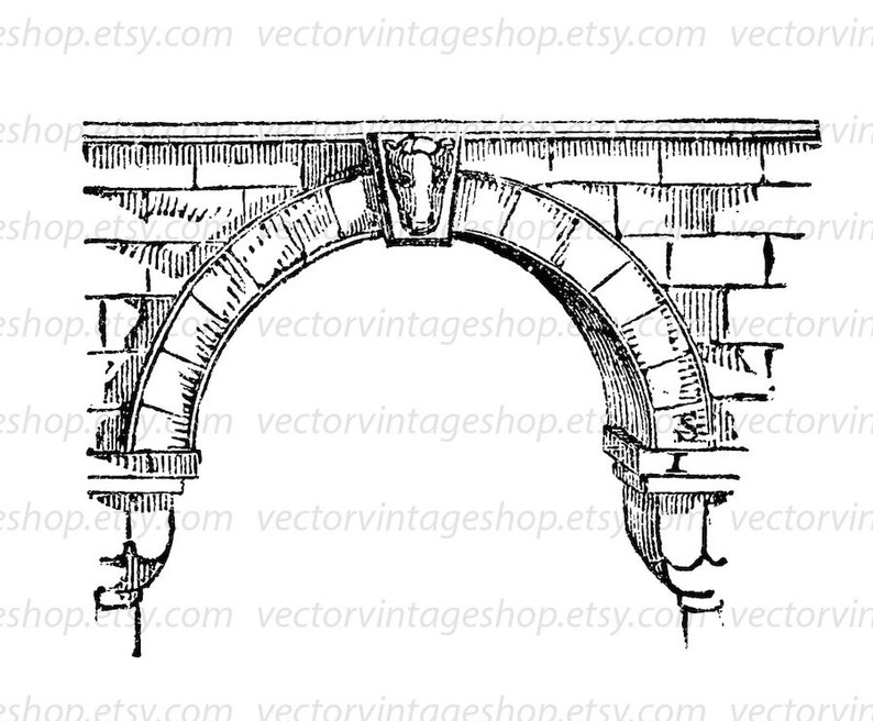 BRICK ARCHWAY SVG, Vintage Vector Illustration, Architecture Digital ...