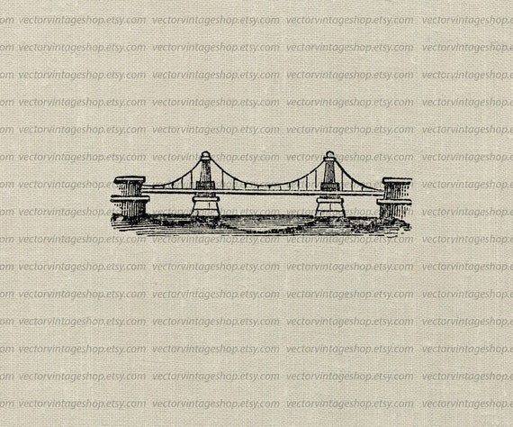 SUSPENSION BRIDGE SVG File Vintage Architecture Digital | Etsy