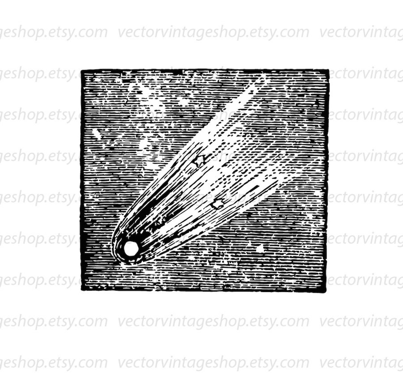 COMET SVG File, Vintage Style Vector Illustration, Astronomy, Falling ...