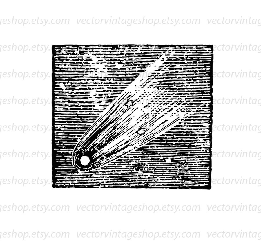 COMET SVG File, Vintage Style Vector Illustration, Astronomy, Falling ...