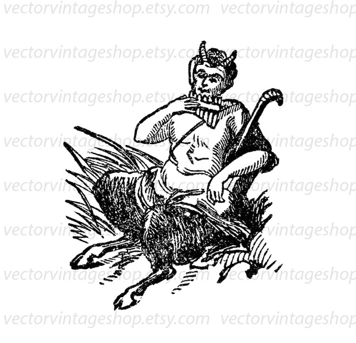 PAN Greek Myth SVG Vector Graphic, Faun Satyr, Mythological Clip Art ...