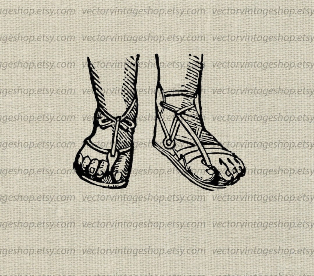 ROMAN SANDALS SVG File, Vintage Style Vector Illustration, Ancient ...