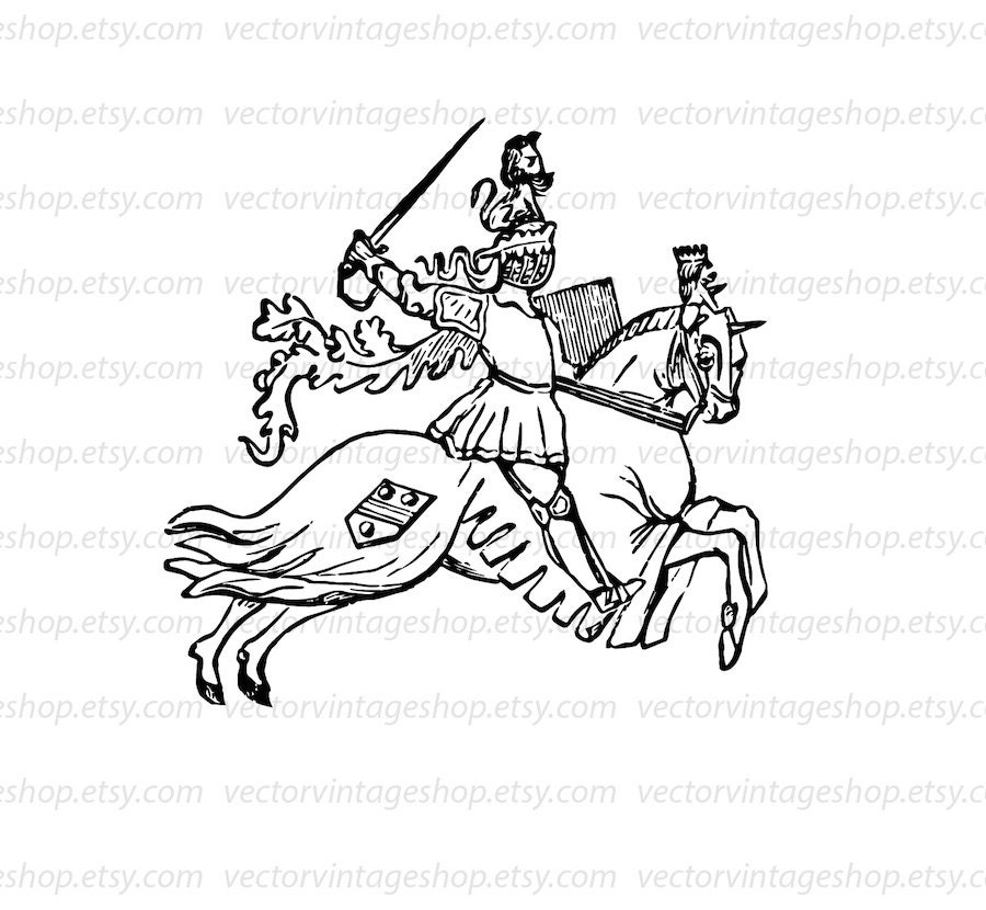 MEDIEVAL KNIGHT SVG File Vintage Style Vector Illustration - Etsy