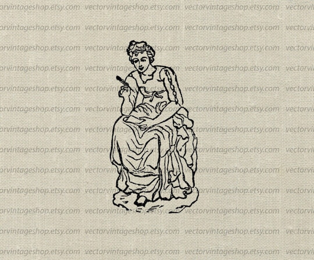 GREEK MUSE SVG File, Calliope, Poetry Muse, Vintage Style Vector ...