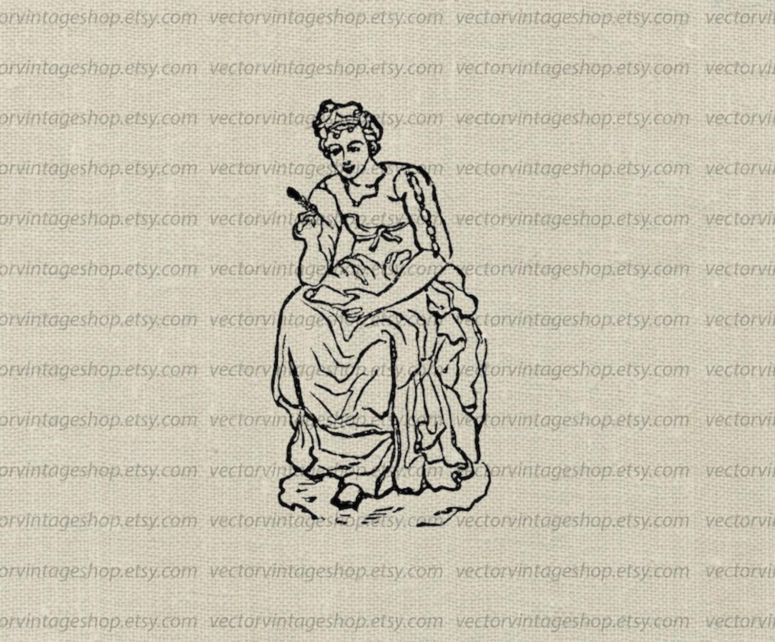 GREEK MUSE SVG File, Calliope, Poetry Muse, Vintage Style Vector ...