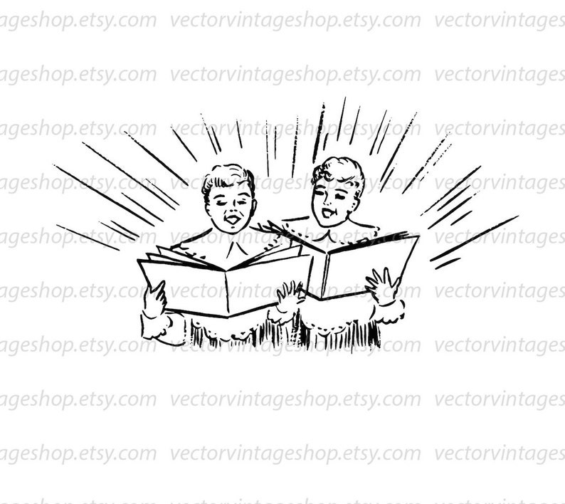 CHOIR BOYS SVG File, Vintage Style Vector Illustration, Commercial Use ...